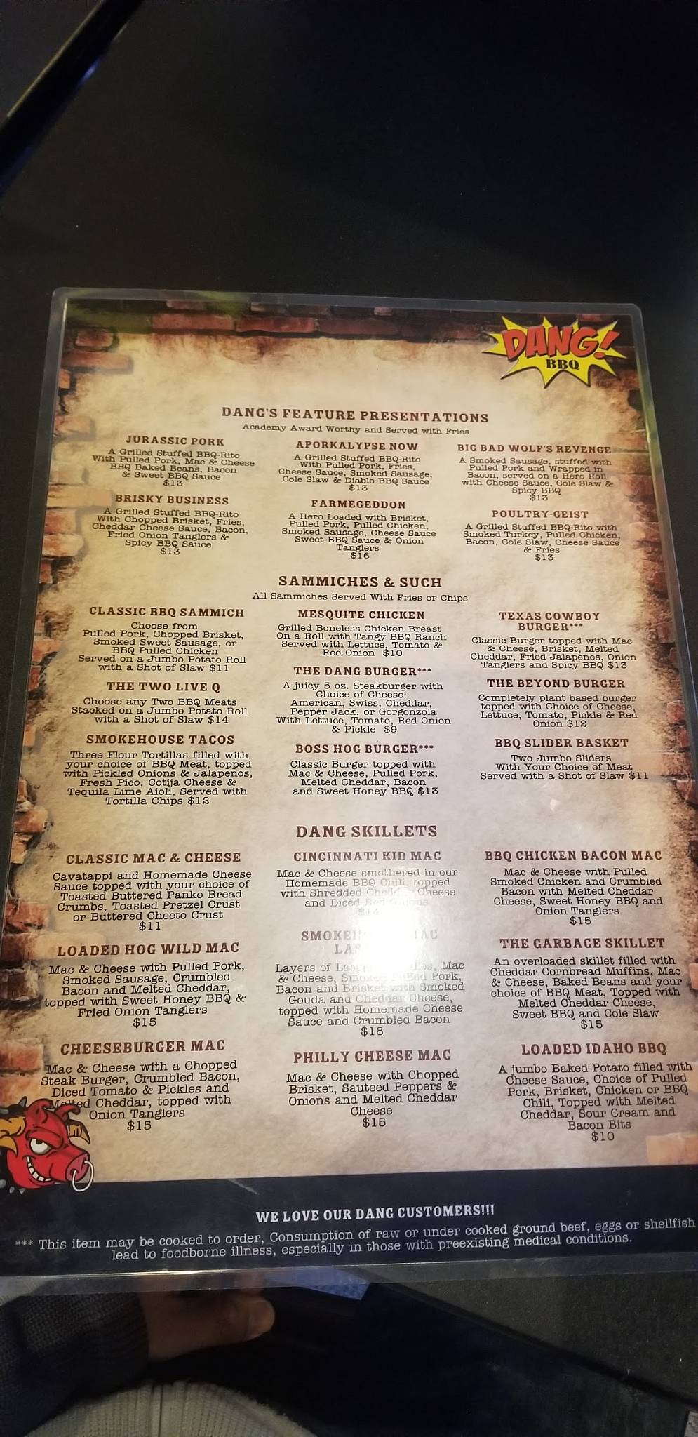 Menu at Dang BBQ, Islip