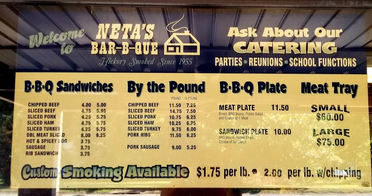 Menu at Netas Bar- B -Q, Minden