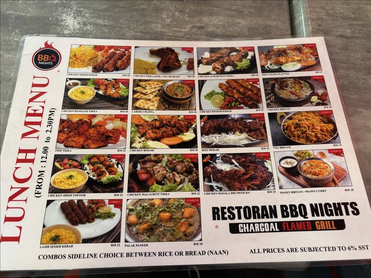 Menu at BBQ Nights, Kuala Lumpur, Jalan Perak