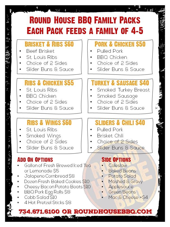 Menu at Round House BBQ, Trenton