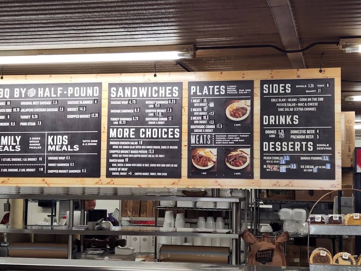 Menu at Southside Market & Barbeque, Elgin, US-290