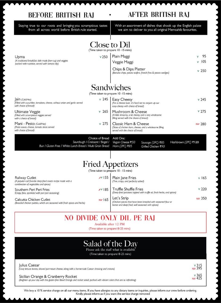Menu at BBR Coffee by Before British Raj, New Delhi, 33
