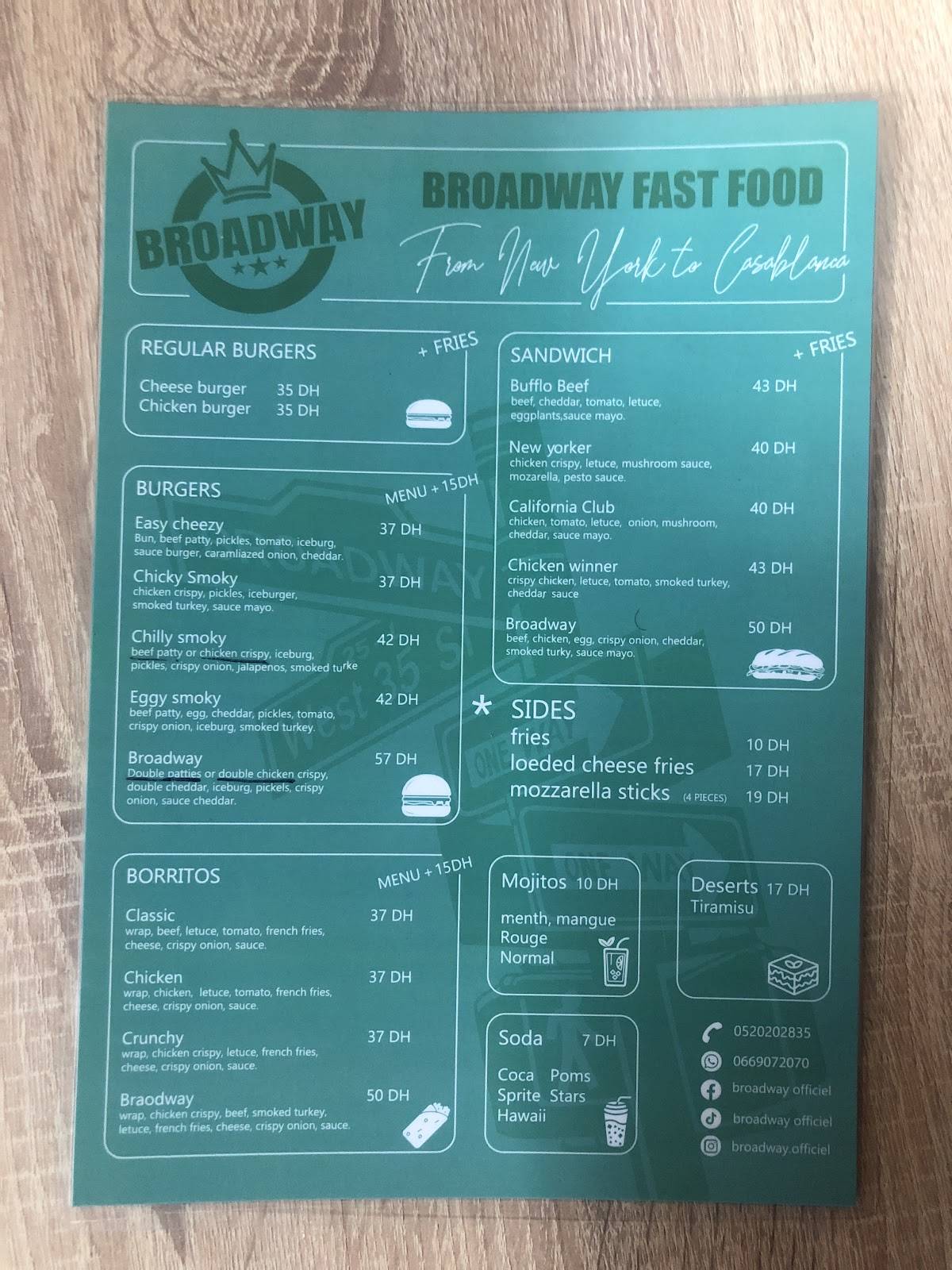 Menu at BROADWAY - American Food restaurant, Casablanca