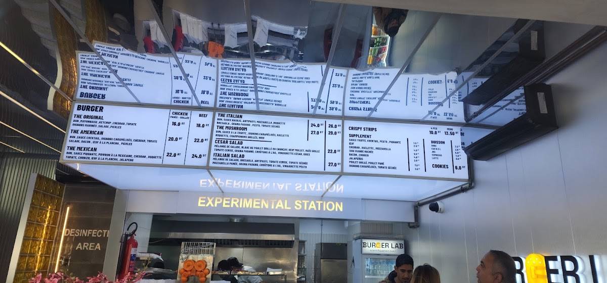Menu au BURGERLAB restaurant, Tunis