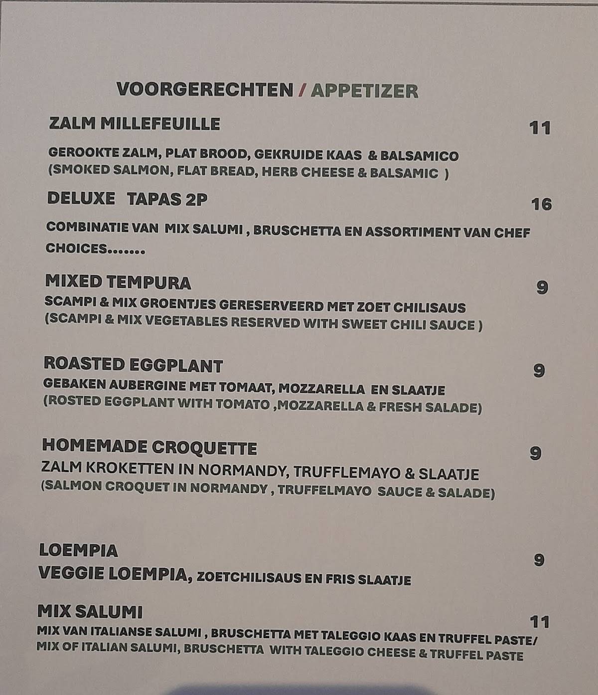 Menu at BaAma Restaurant & Bar, Antwerp