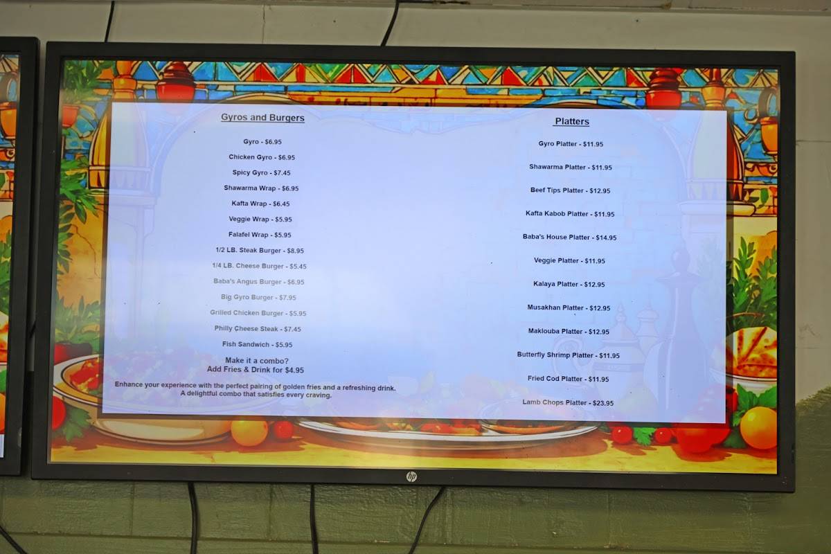 Menu at Babas Shawarma Grill restaurant, Cheviot