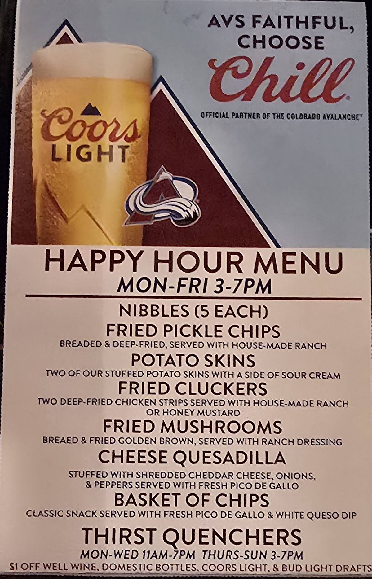 Menu at Backstreet Tavern and Grill pub & bar, Aurora, S Galena St