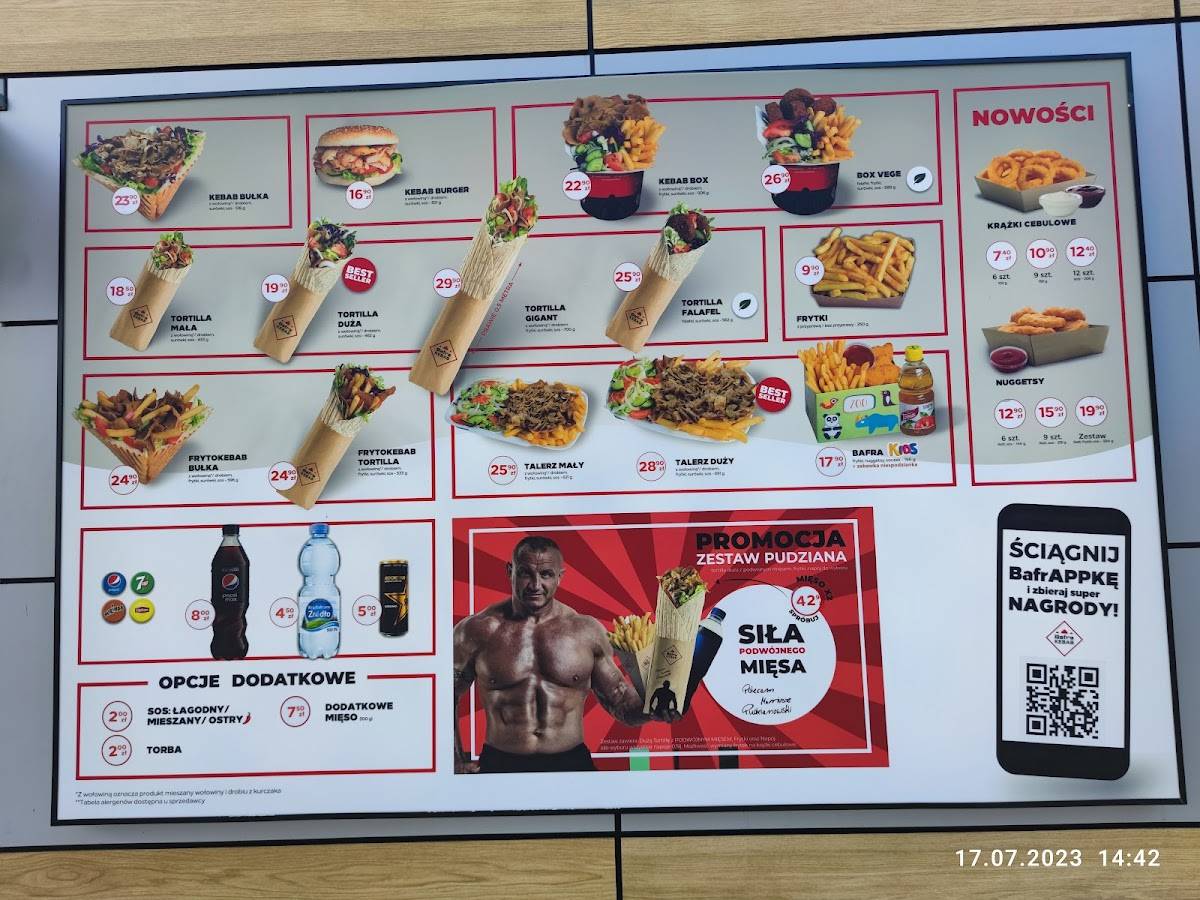 Menu at Bafra Kebab, Przechlewo