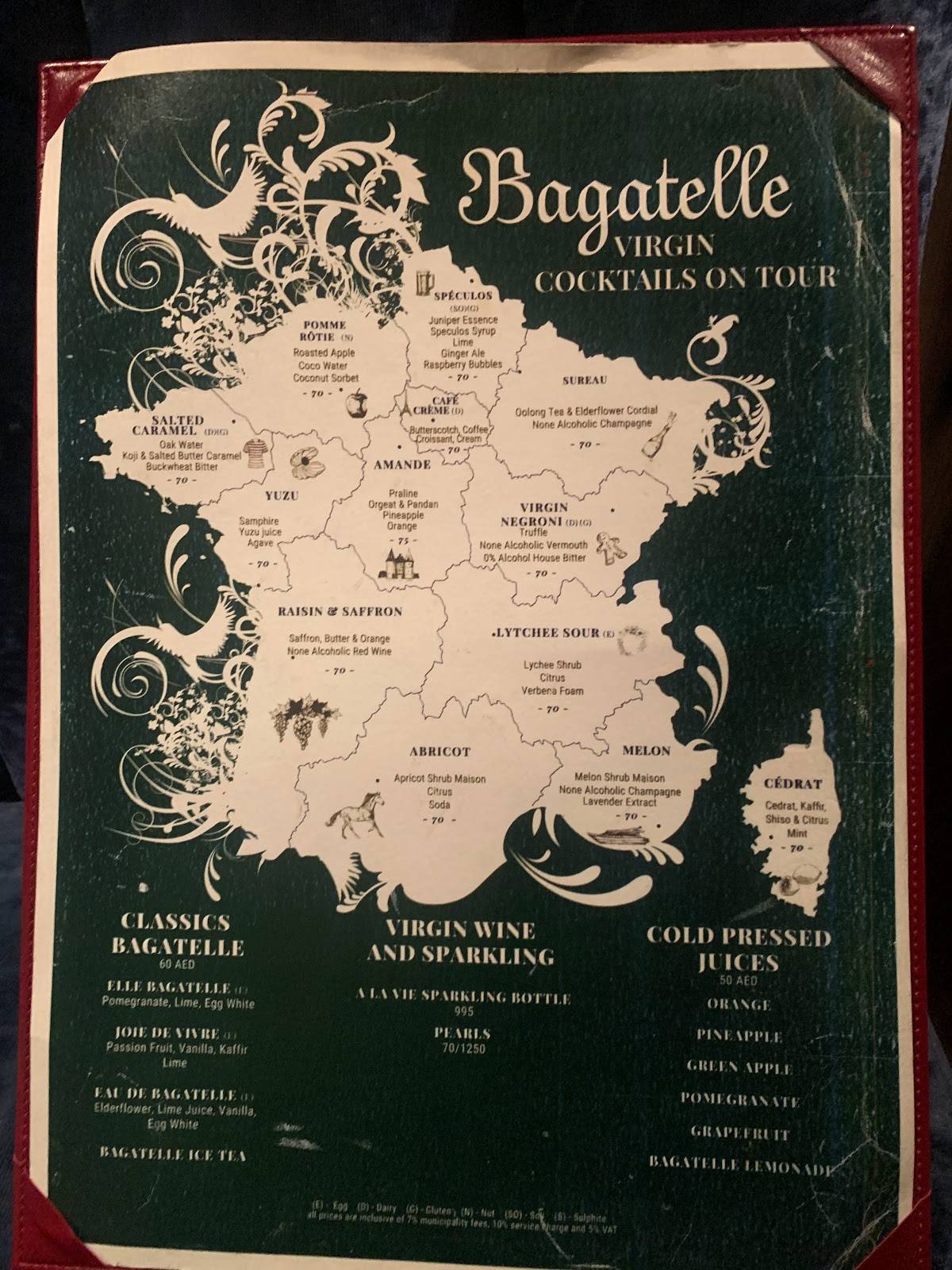 Menu at Bagatelle Dubai restaurant, Dubai