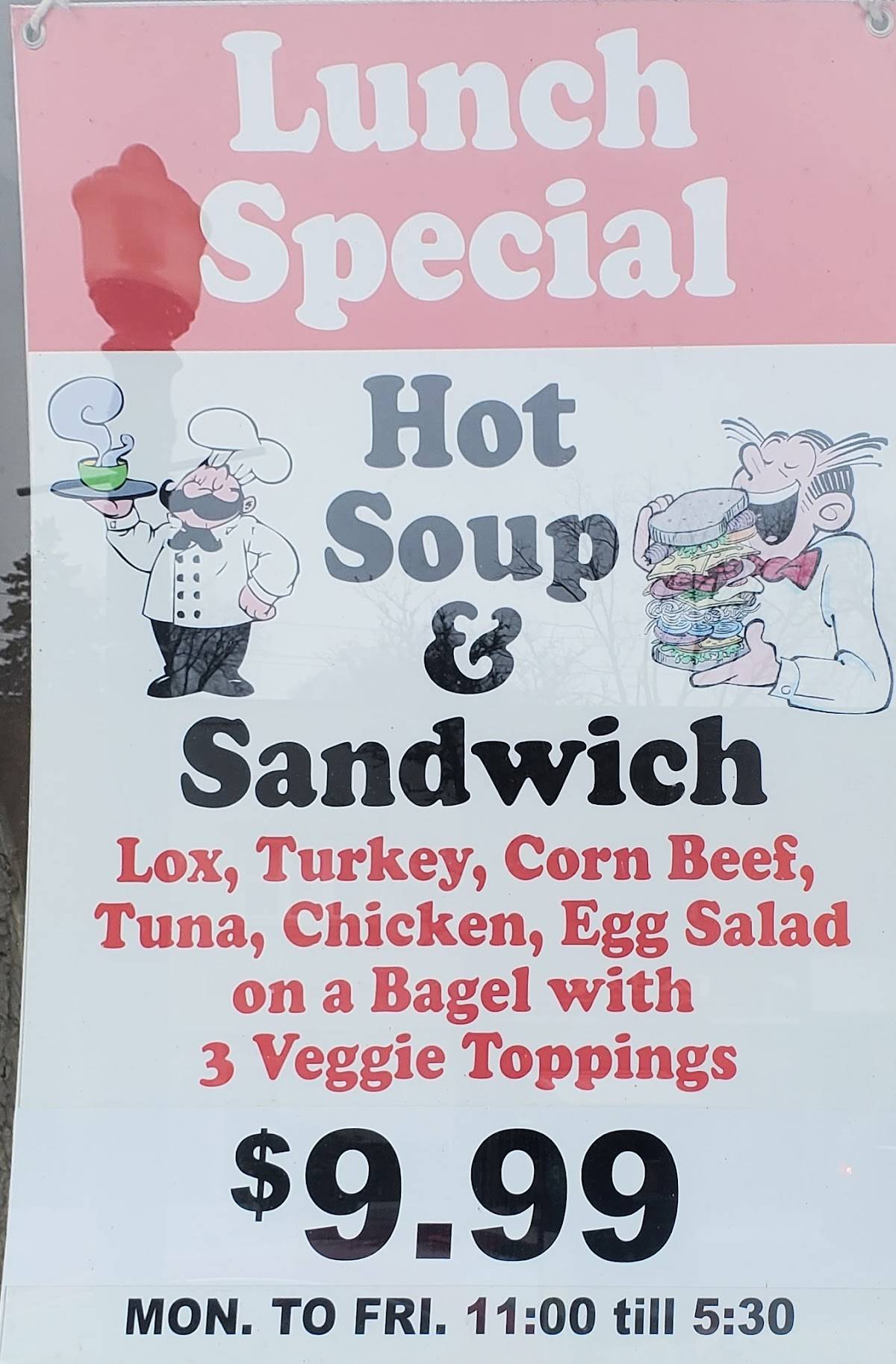 Menu at Bagel Brigade cafe, Toronto