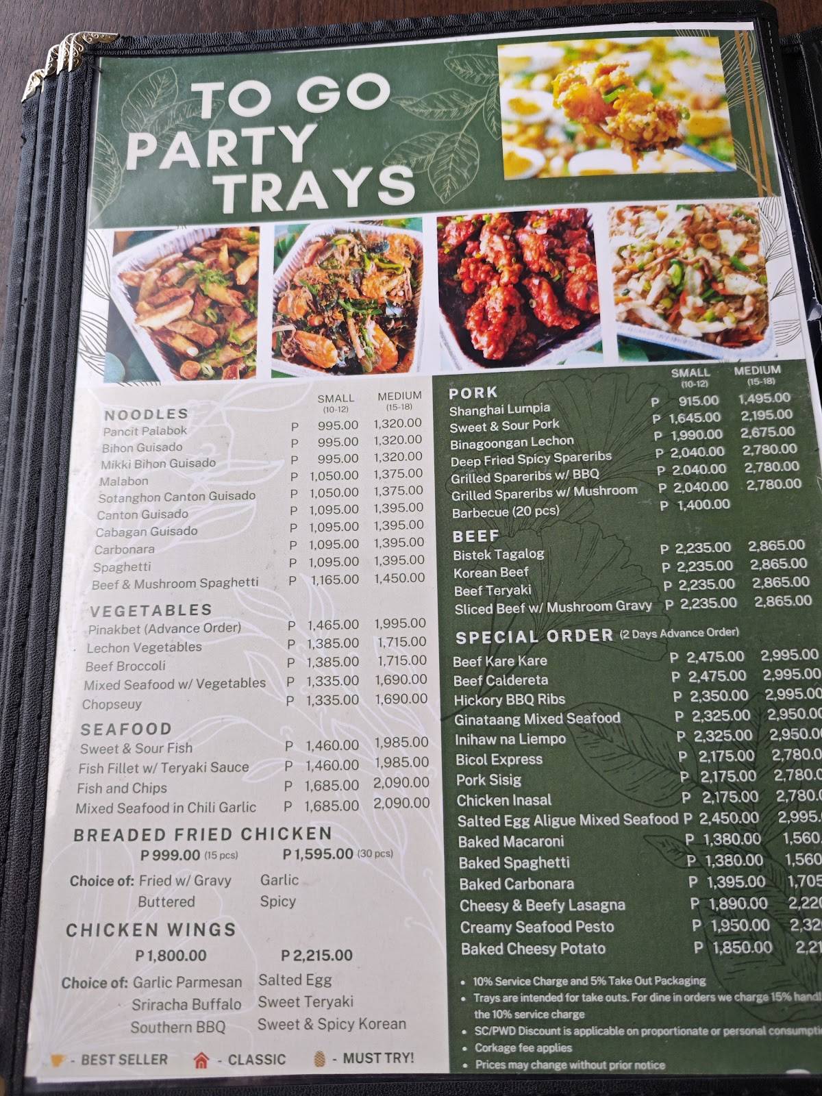 Menu at Tea House Kitchen by Chona SM Baguio restaurant, Baguio