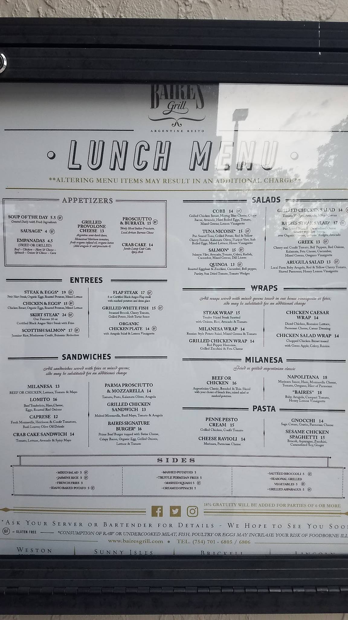 Menu at Baires Grill Weston BBQ, Weston