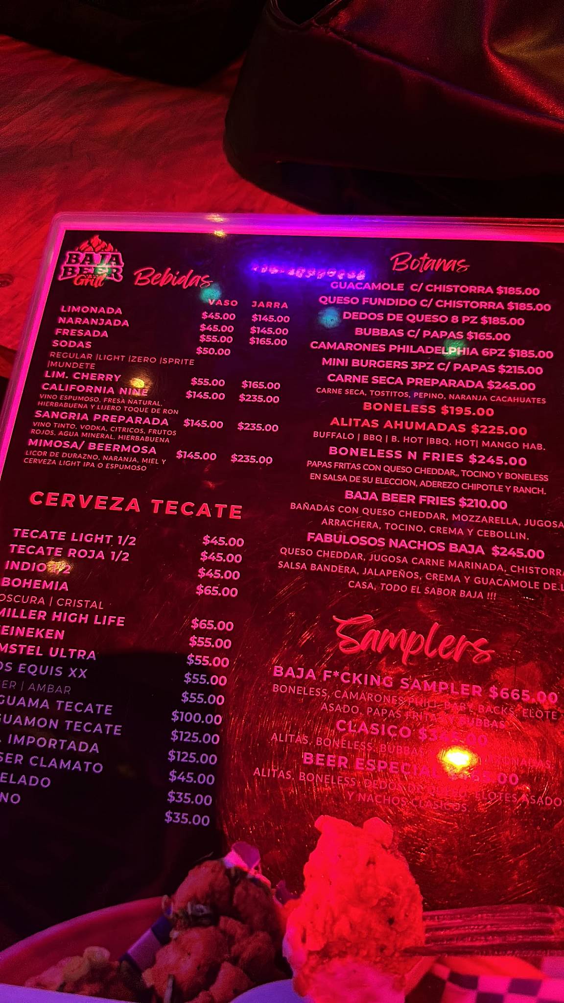 Menu at Baja Beer & Grill pub & bar, Mexicali