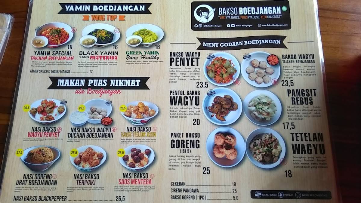 Carta del restaurante Bakso Boedjangan Cibubur, Depok, Jl. Alternatif ...