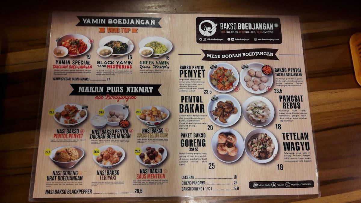 Carta del restaurante Bakso Boedjangan Cibubur, Depok, Jl. Alternatif ...