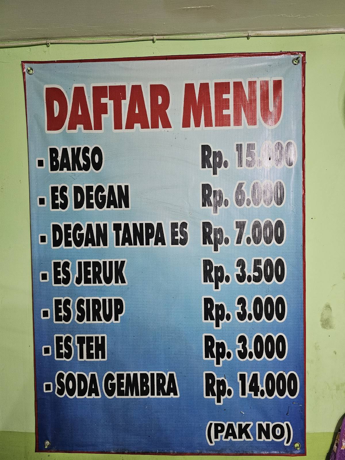 Menu at Bakso Depan Redrying restaurant, Bojonegoro