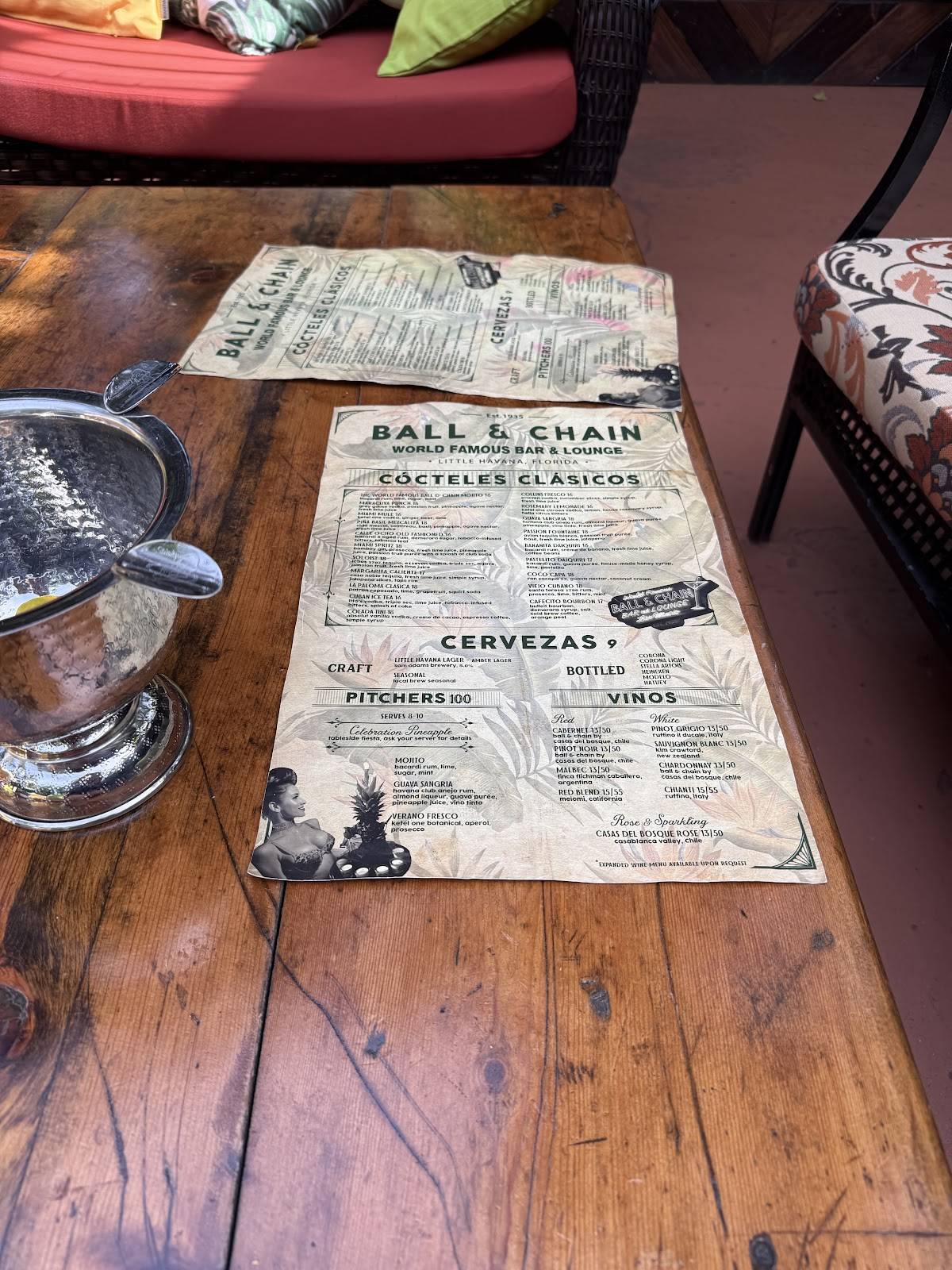 Menu at Ball & Chain pub & bar, Miami, SW 8th St
