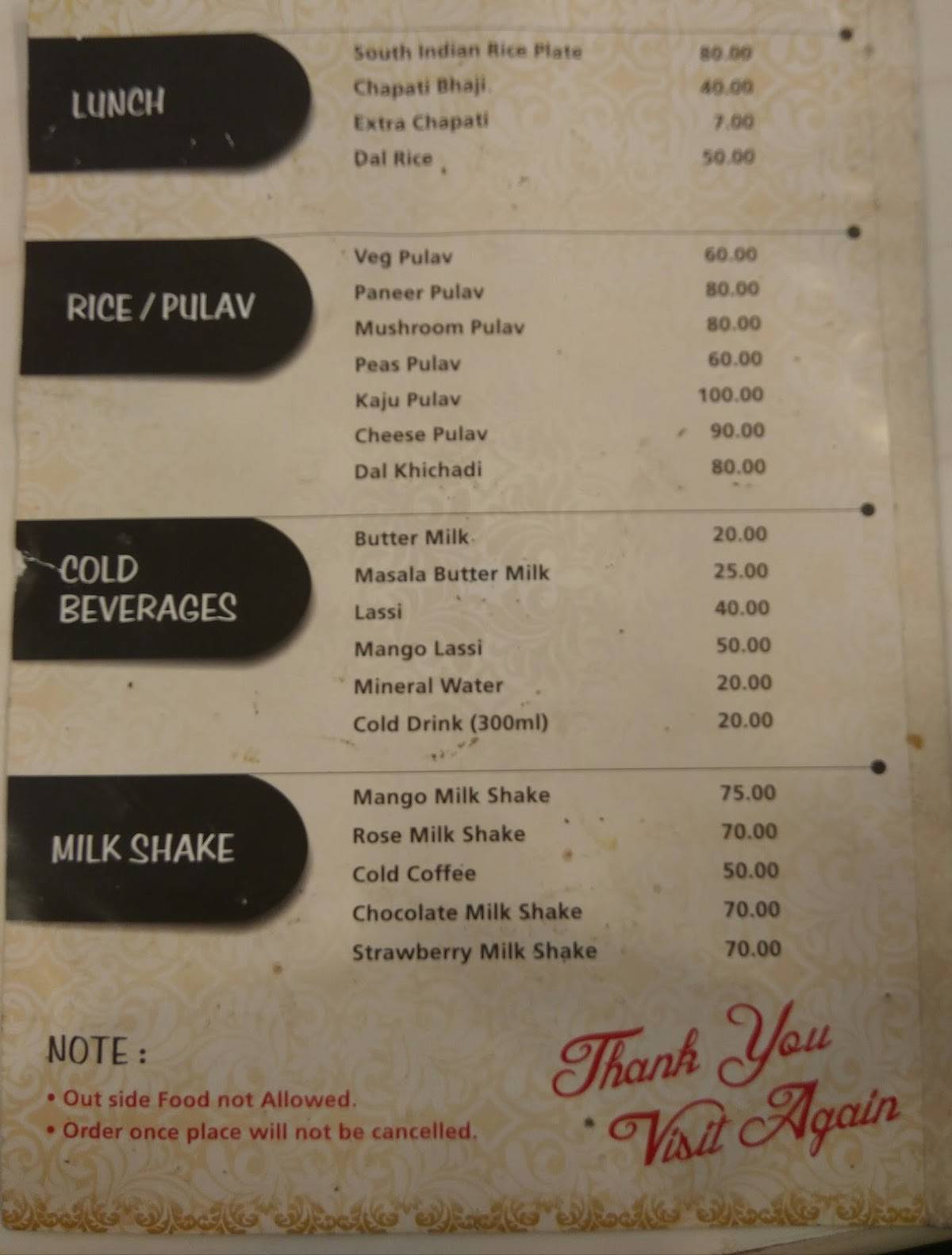 Menu at Bangalore Cafe, Pune, 173