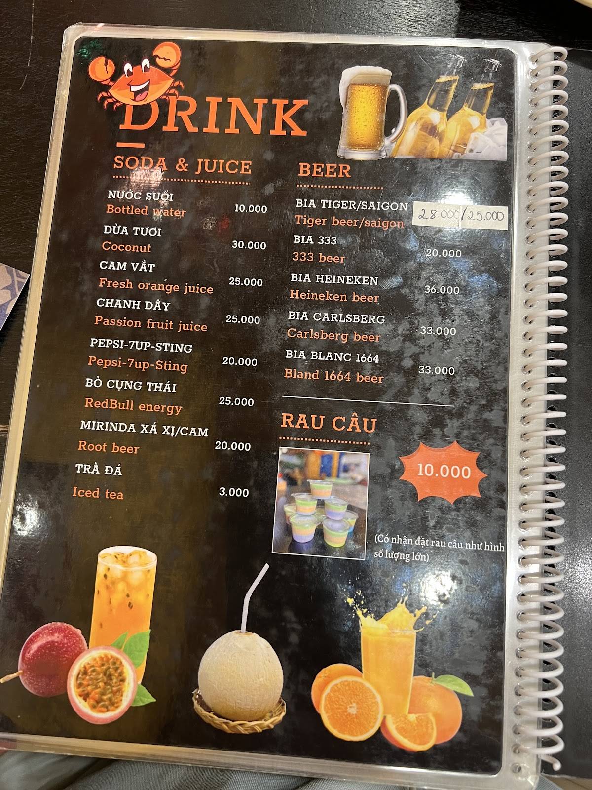 Menu at Bánh Canh Cua Út Thảo restaurant, Ho Chi Minh City, 120 Đ. Hồ ...