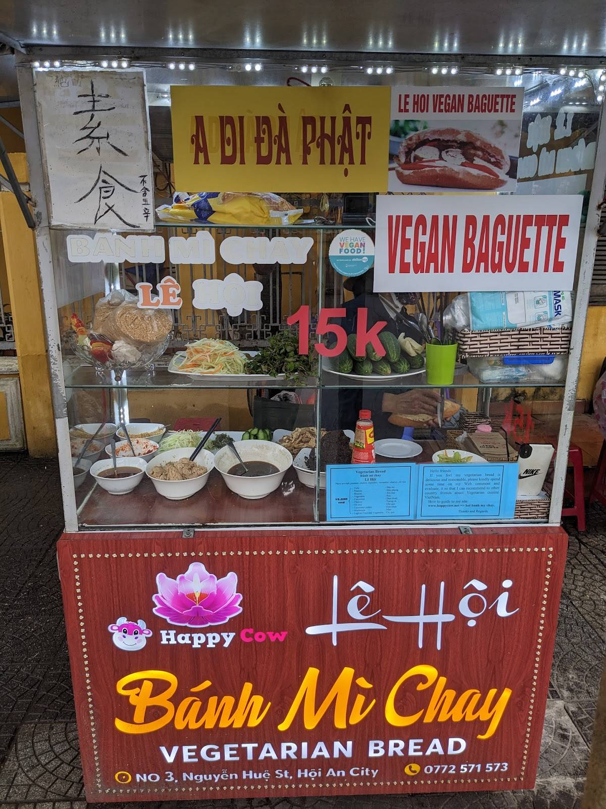 Menu at Lê Hội Vegetarian Bread restaurant, Hoi An