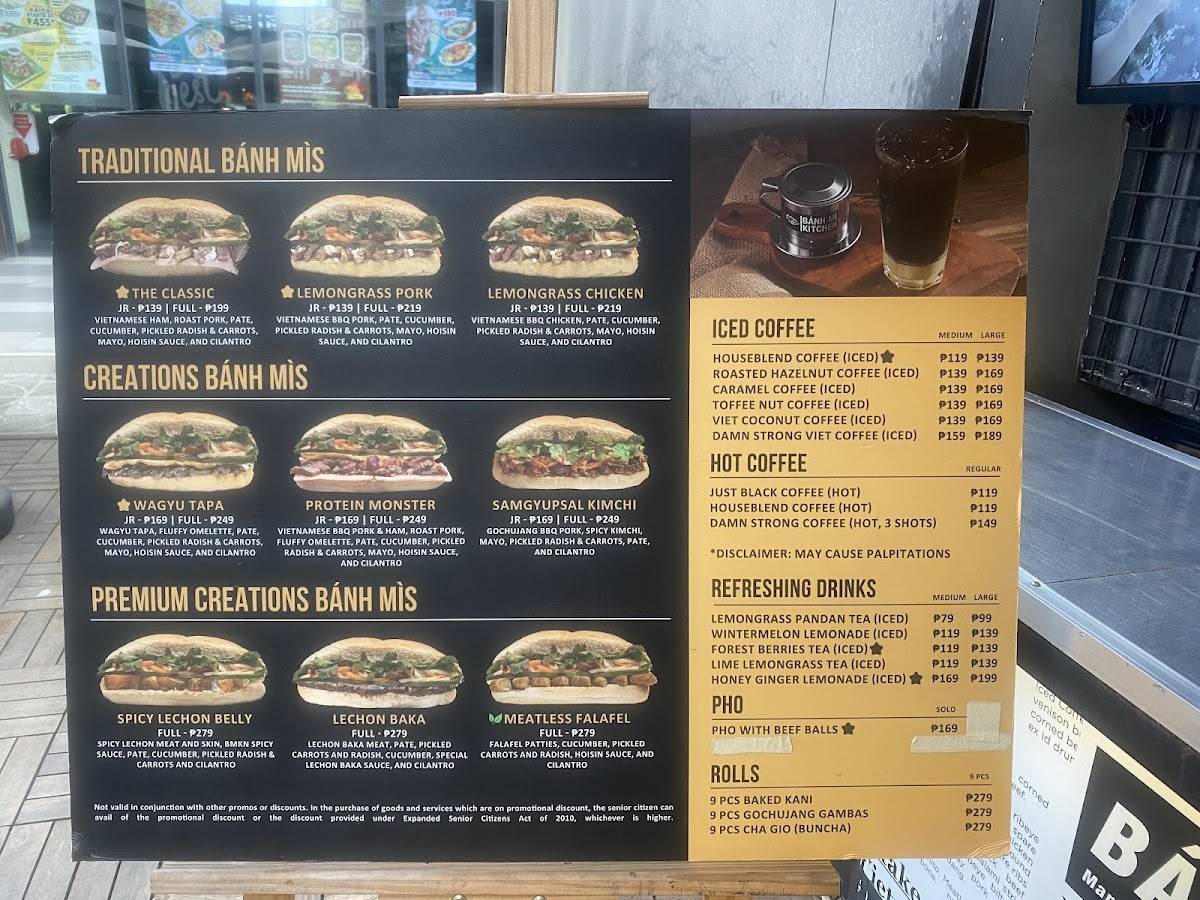 Carta del restaurante Banh Mi Kitchen Axis, Cebú