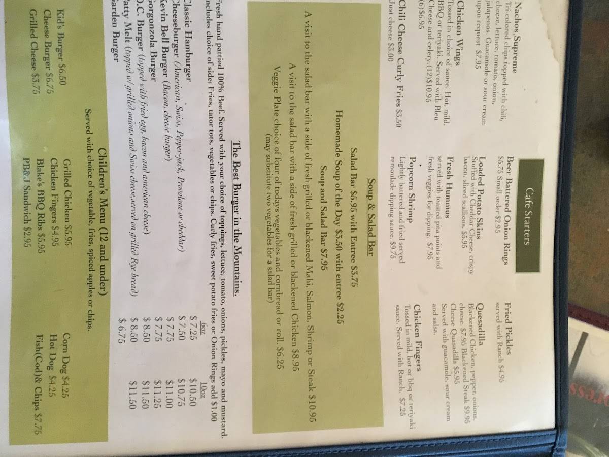 Menu at Banner Elk Cafe & Tavern, Banner Elk, 324 Shawneehaw Ave S ...