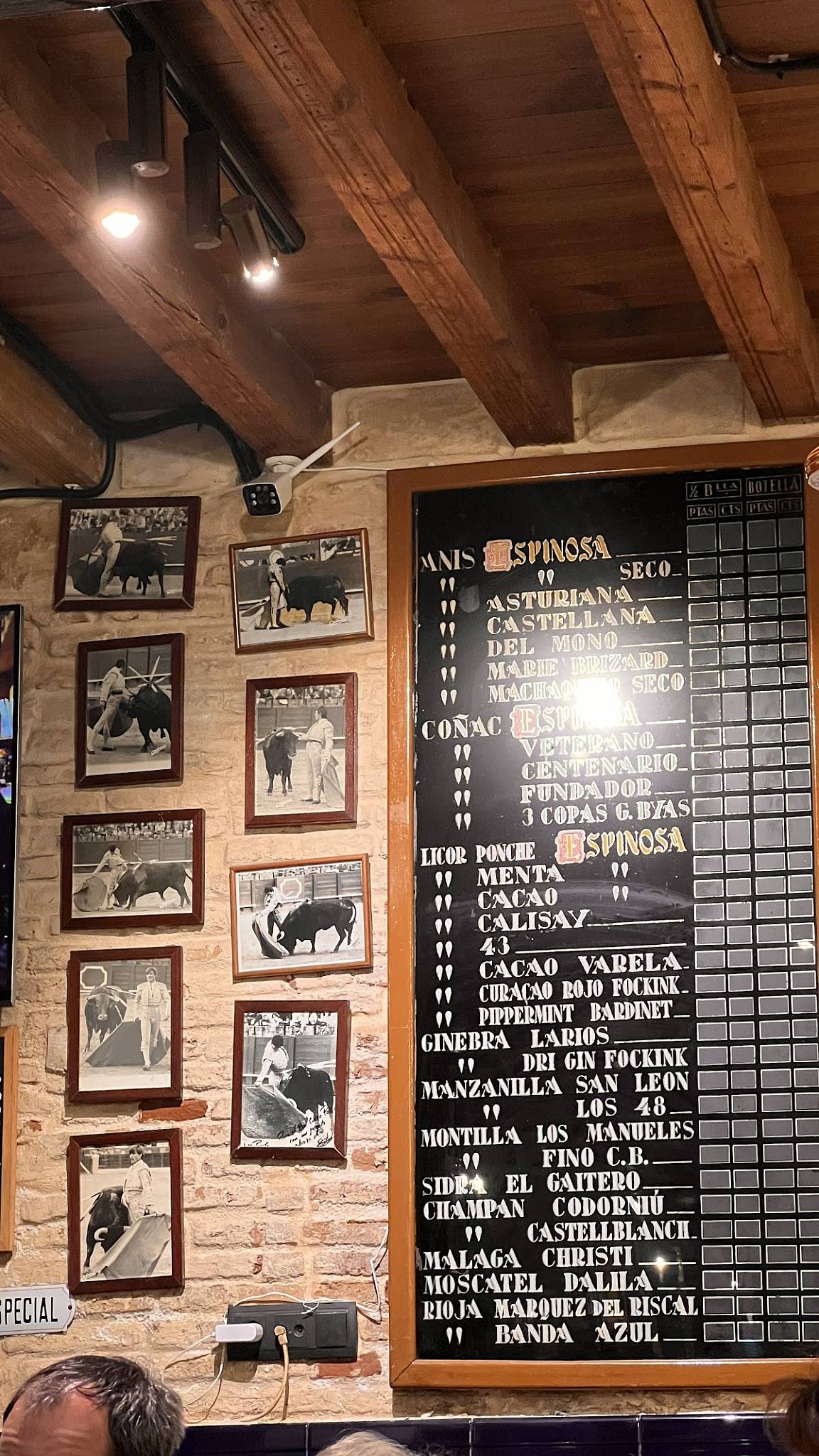 Menu at Bar El Comercio, Seville