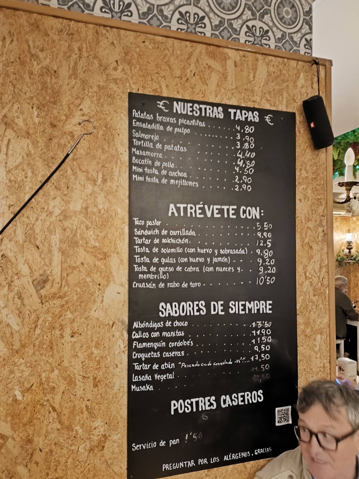 Carta de Bar El Lagar de Orive, Córdoba