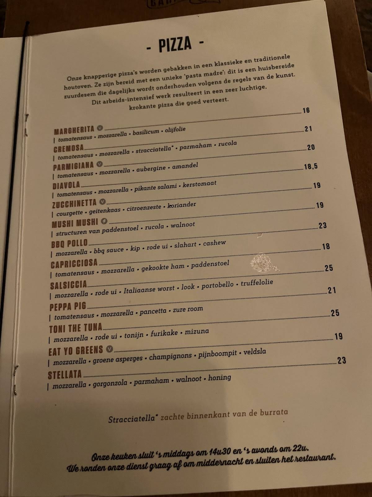 Menu at Baracca, Leuven
