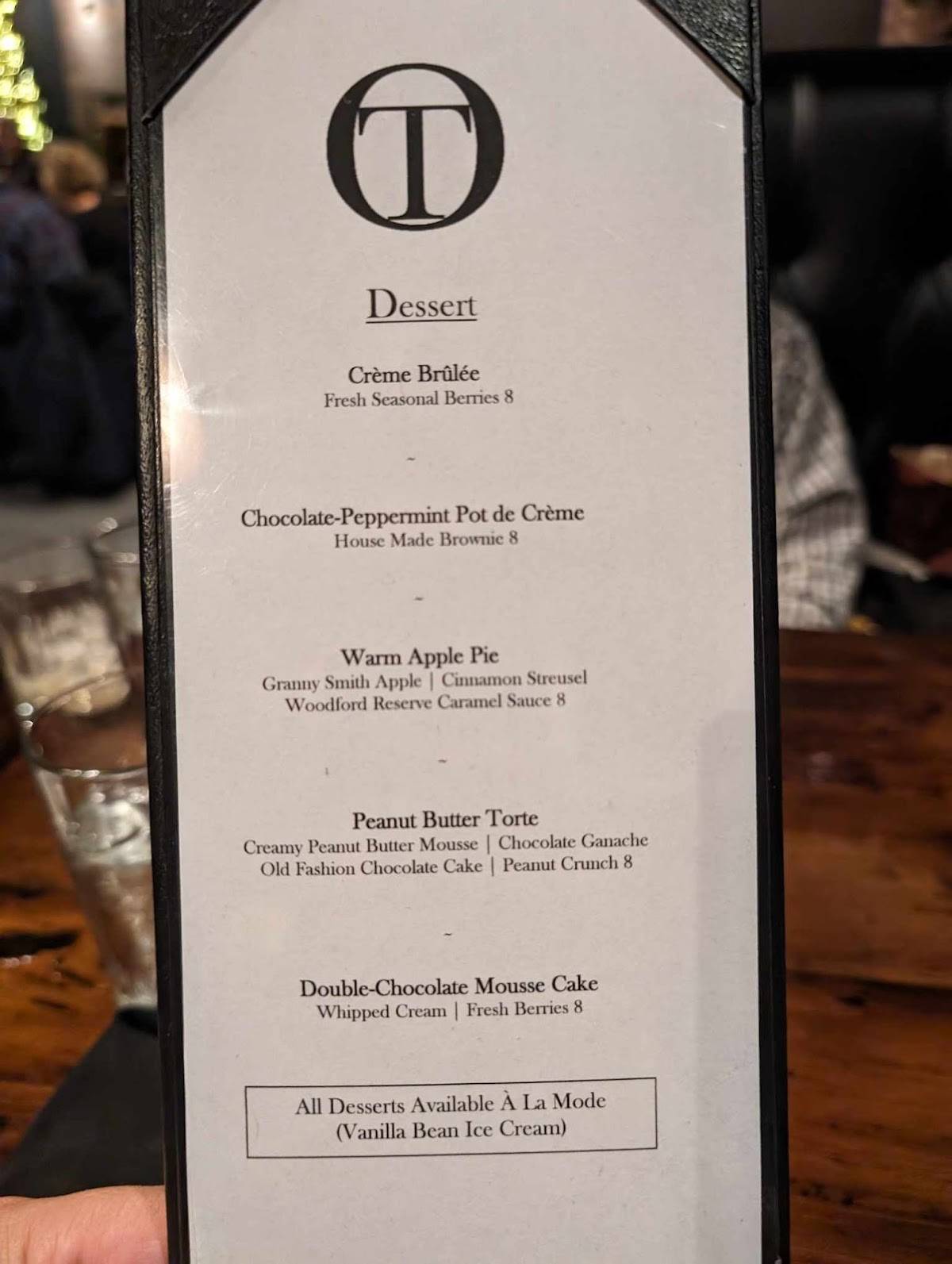 Menu at Our Table American Bistro restaurant, Bargersville