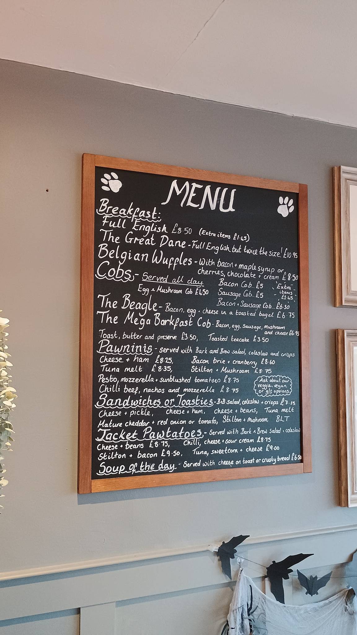Menu at Bark & Brew Coffee Shop, Loughborough