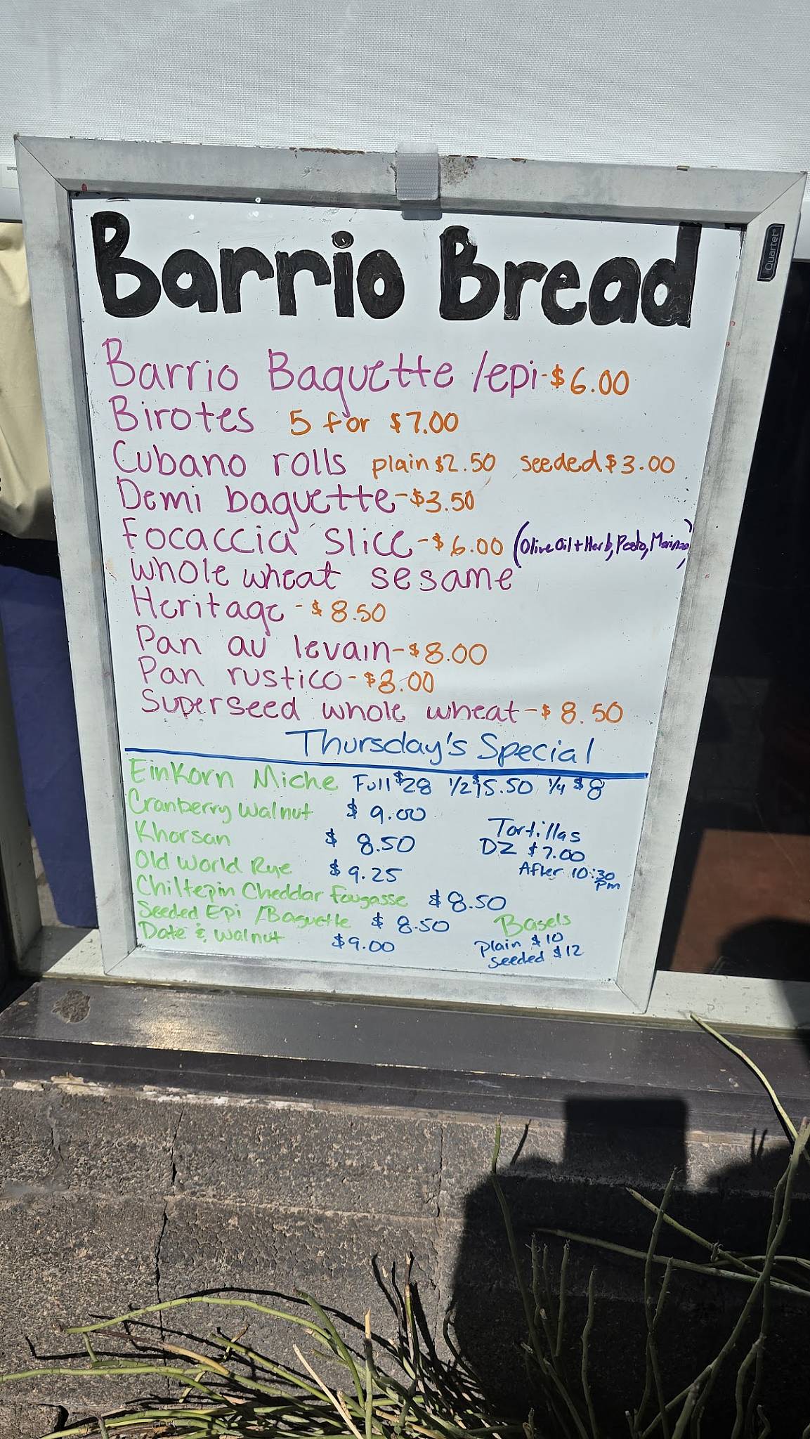 Menu at Barrio Bread, Tucson, 18 S Eastbourne Ave