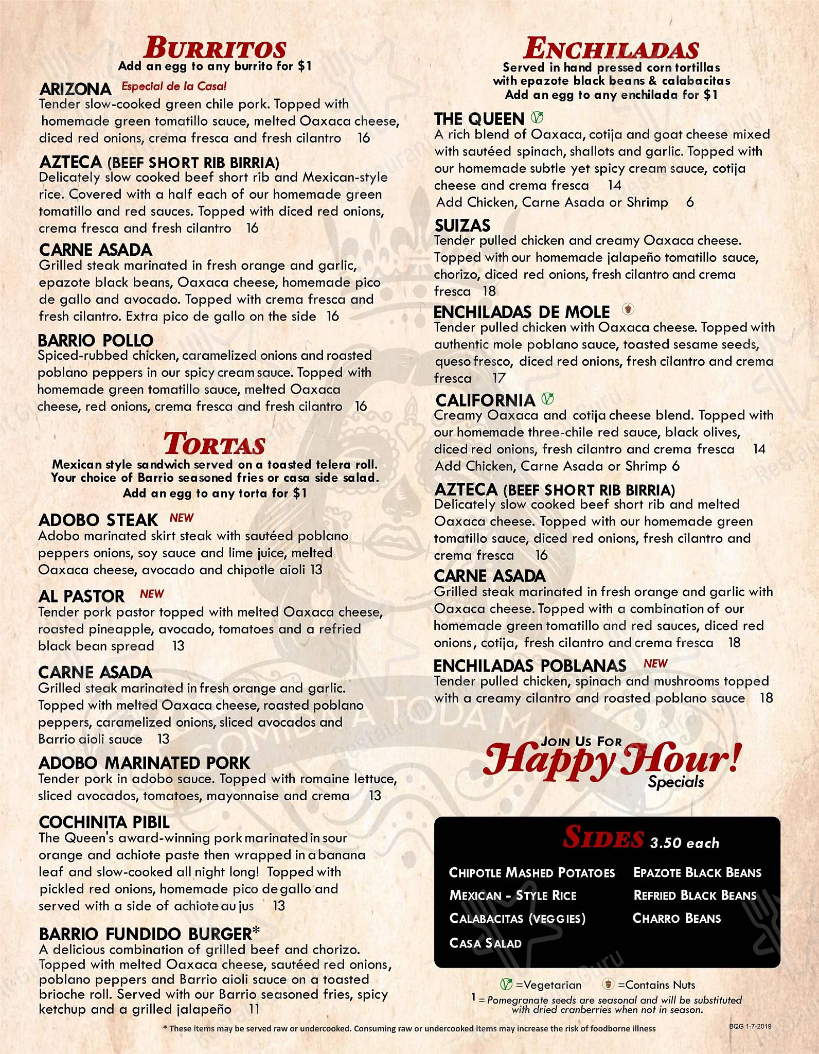 Menu at Barrio Queen Desert Ridge, Phoenix, N Tatum Blvd suite 98