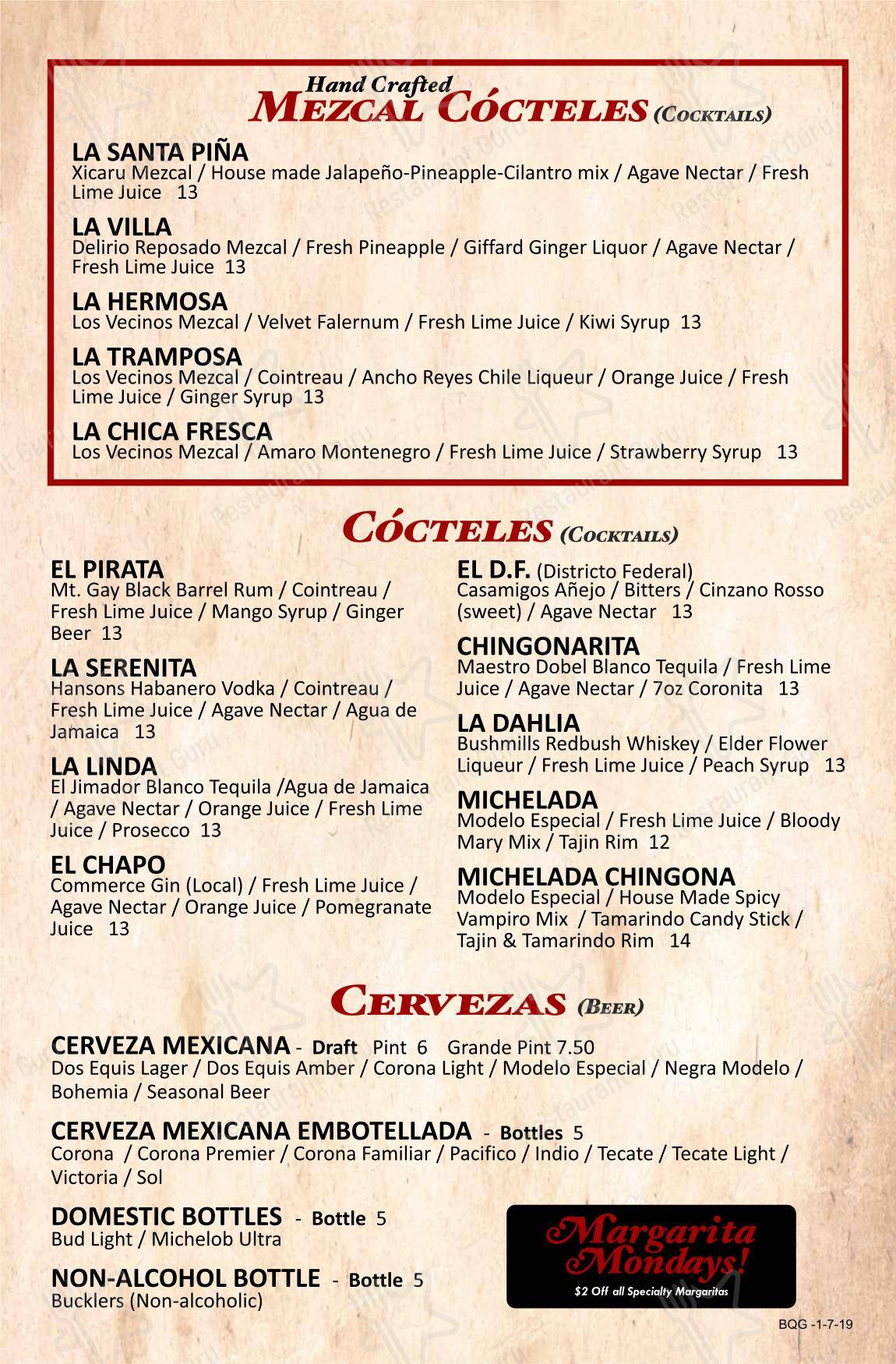 Menu at Barrio Queen Desert Ridge, Phoenix, N Tatum Blvd suite 98