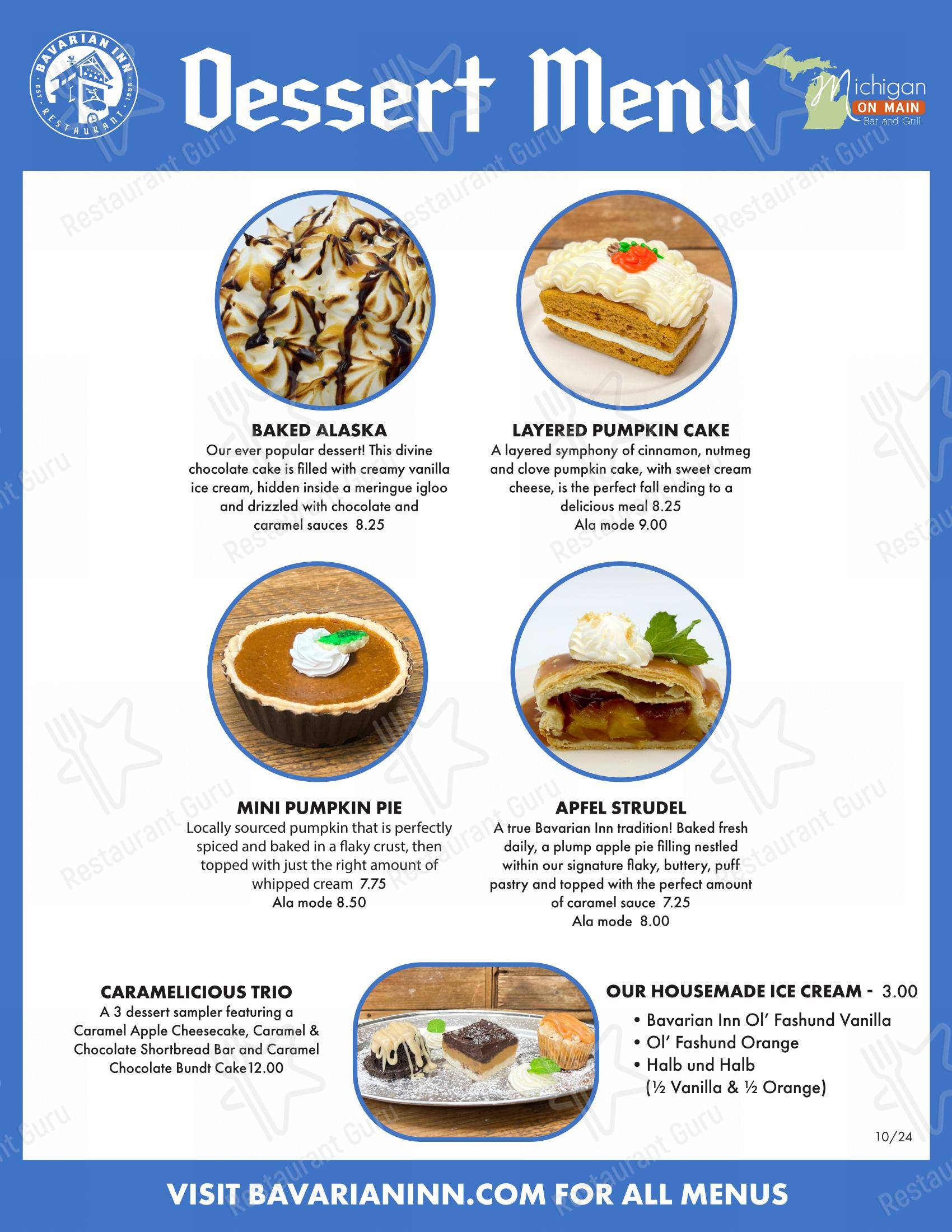 Menu at Bavarian Inn Restaurant, Frankenmuth, 713 S Main St