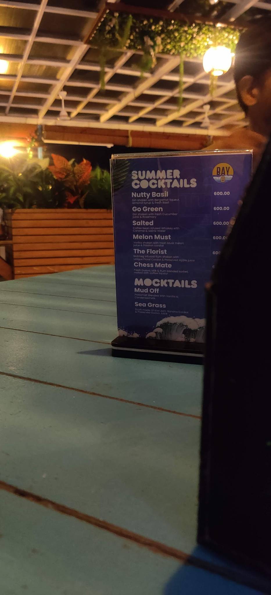 Menu at Bay 6, Chennai