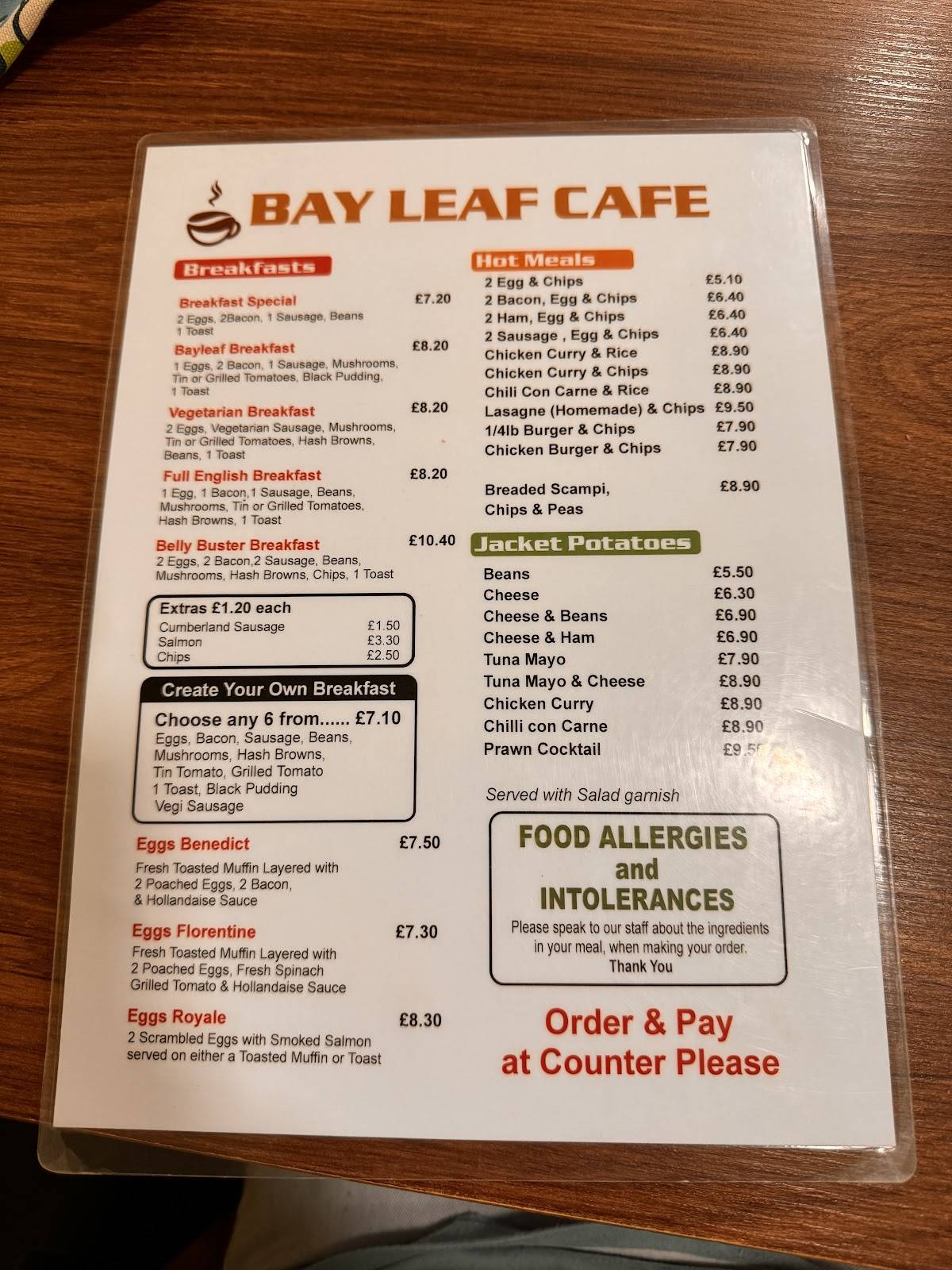 Menu at Bay Leaf Cafe Poole, Poole