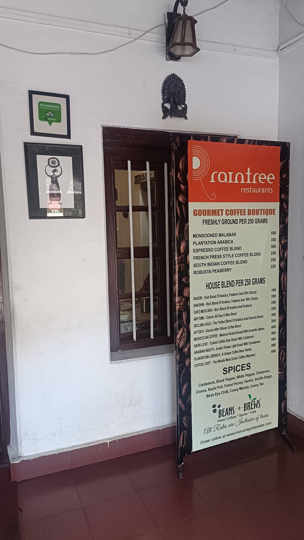 Menu at Beans N Brews At Raintree, Madikeri