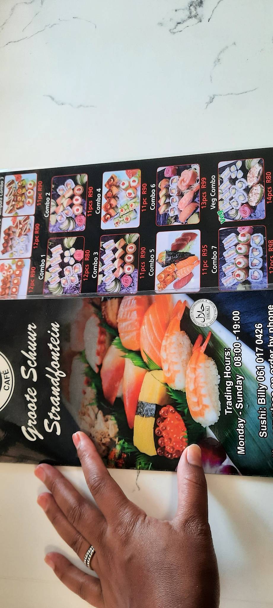 Menu at Beantree Cafe at Spar Strandfontein, Cape Town