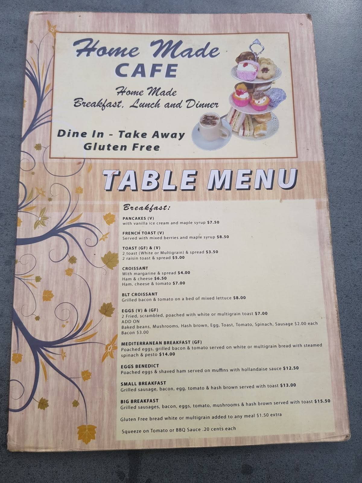 Menu at Beaufort Bakery, Beaufort