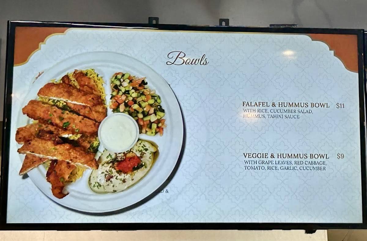 Menu at Taste of Jerusalem restaurant, Fairborn