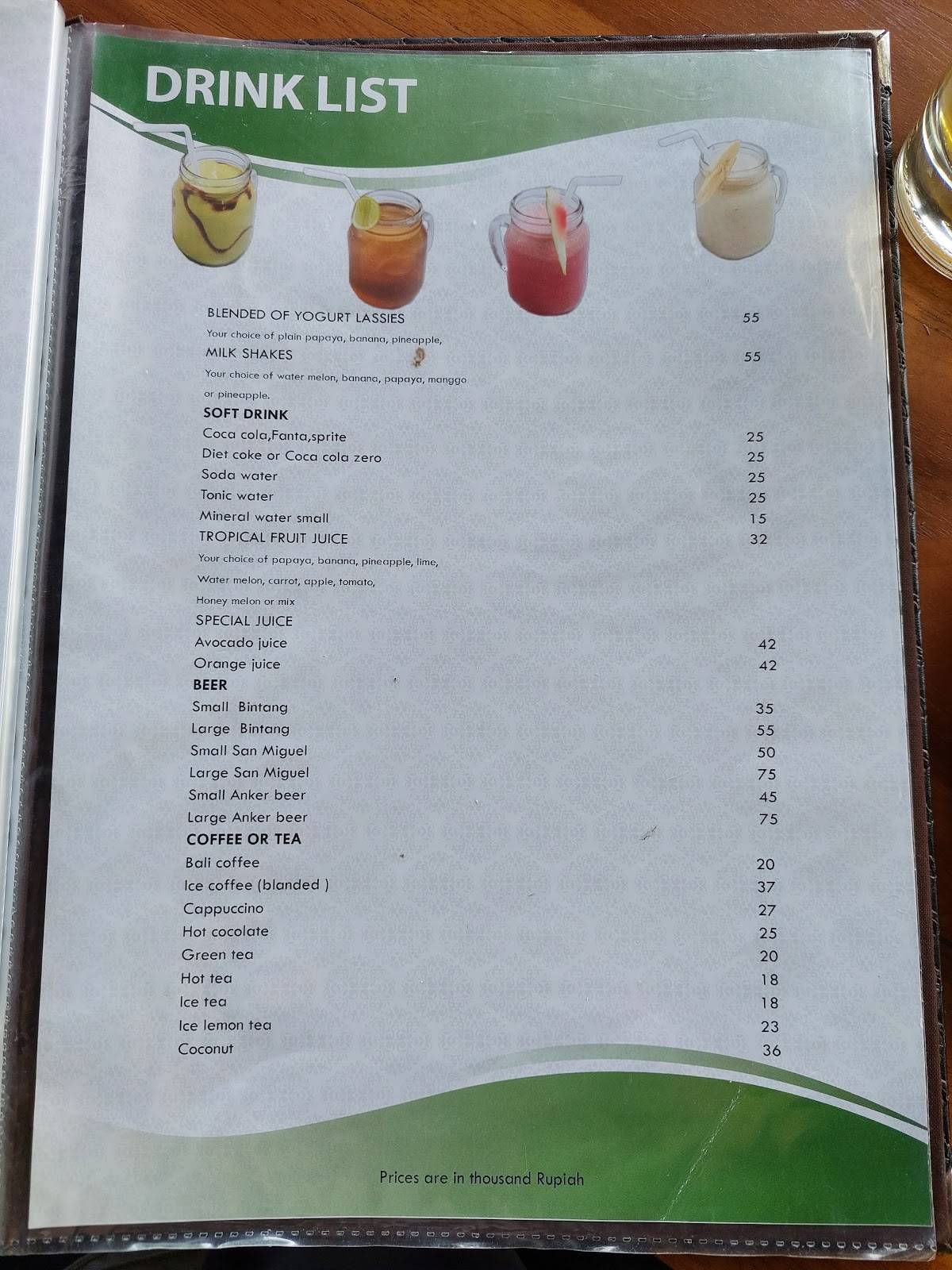 Menu at Restoran Bebek Joni restaurant, Peliatan