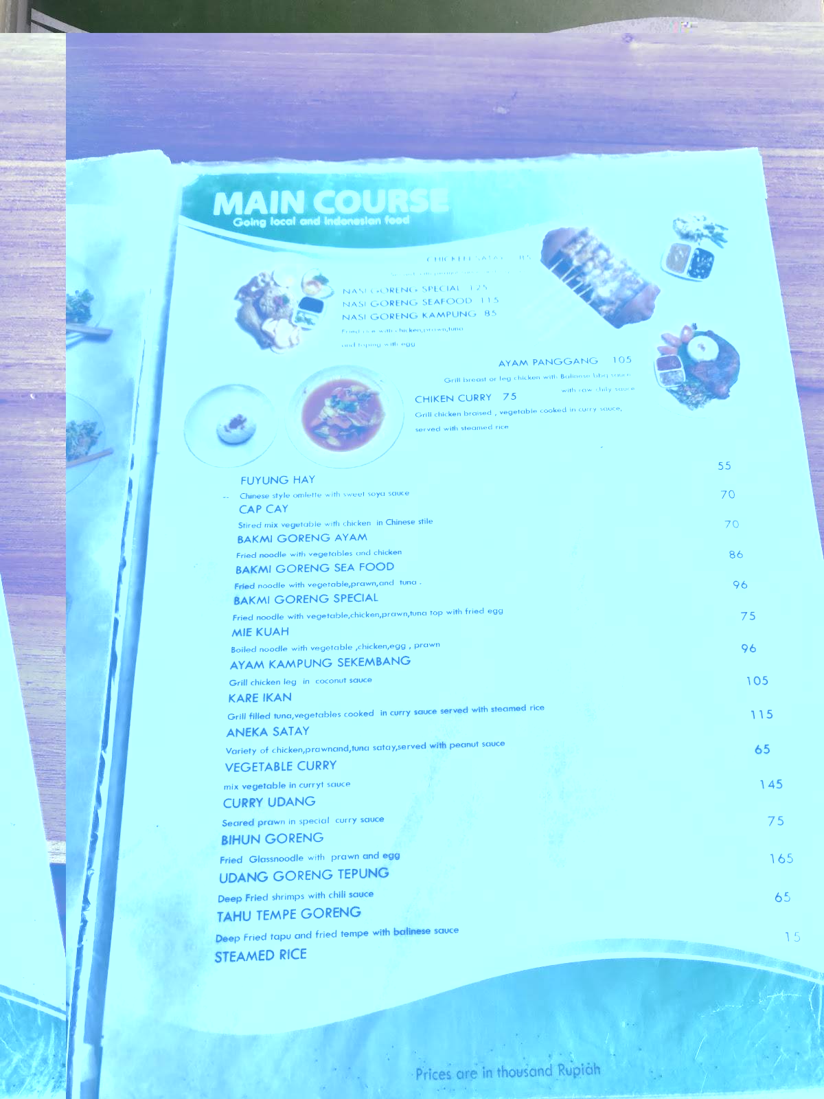 Menu at Restoran Bebek Joni restaurant, Peliatan