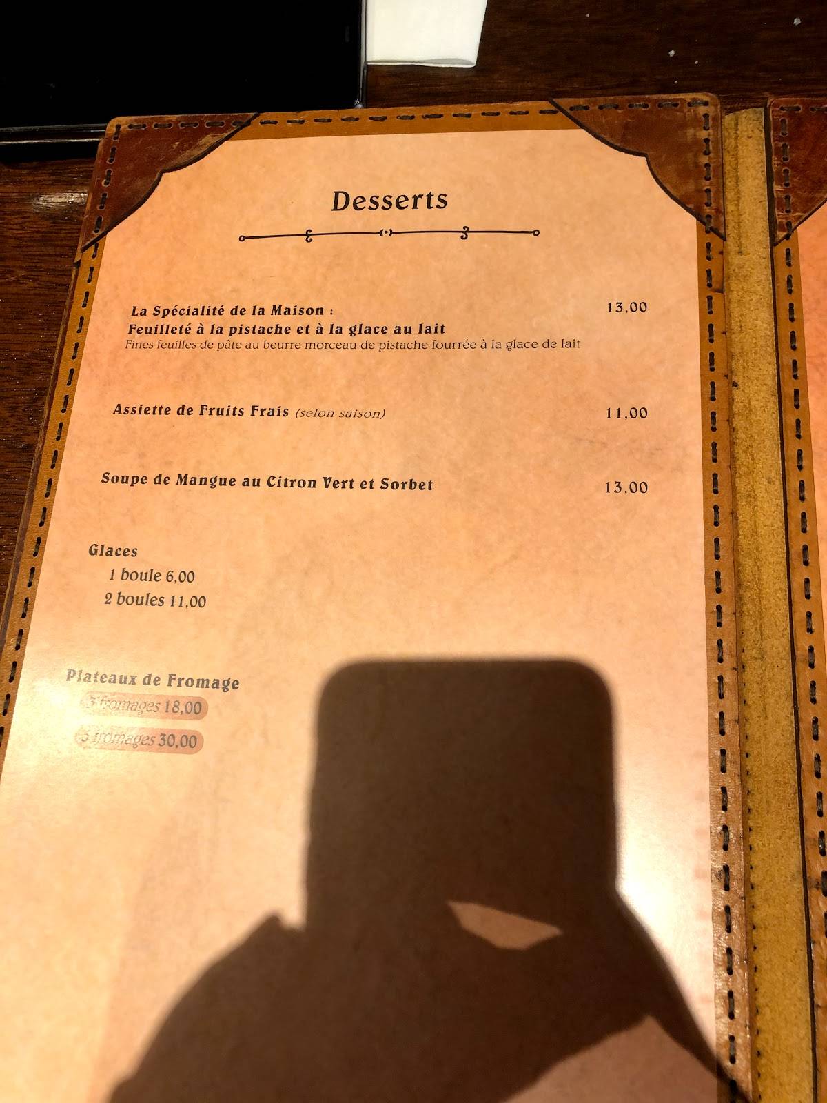 Menu au Beef Cut restaurant à viande, Courbevoie