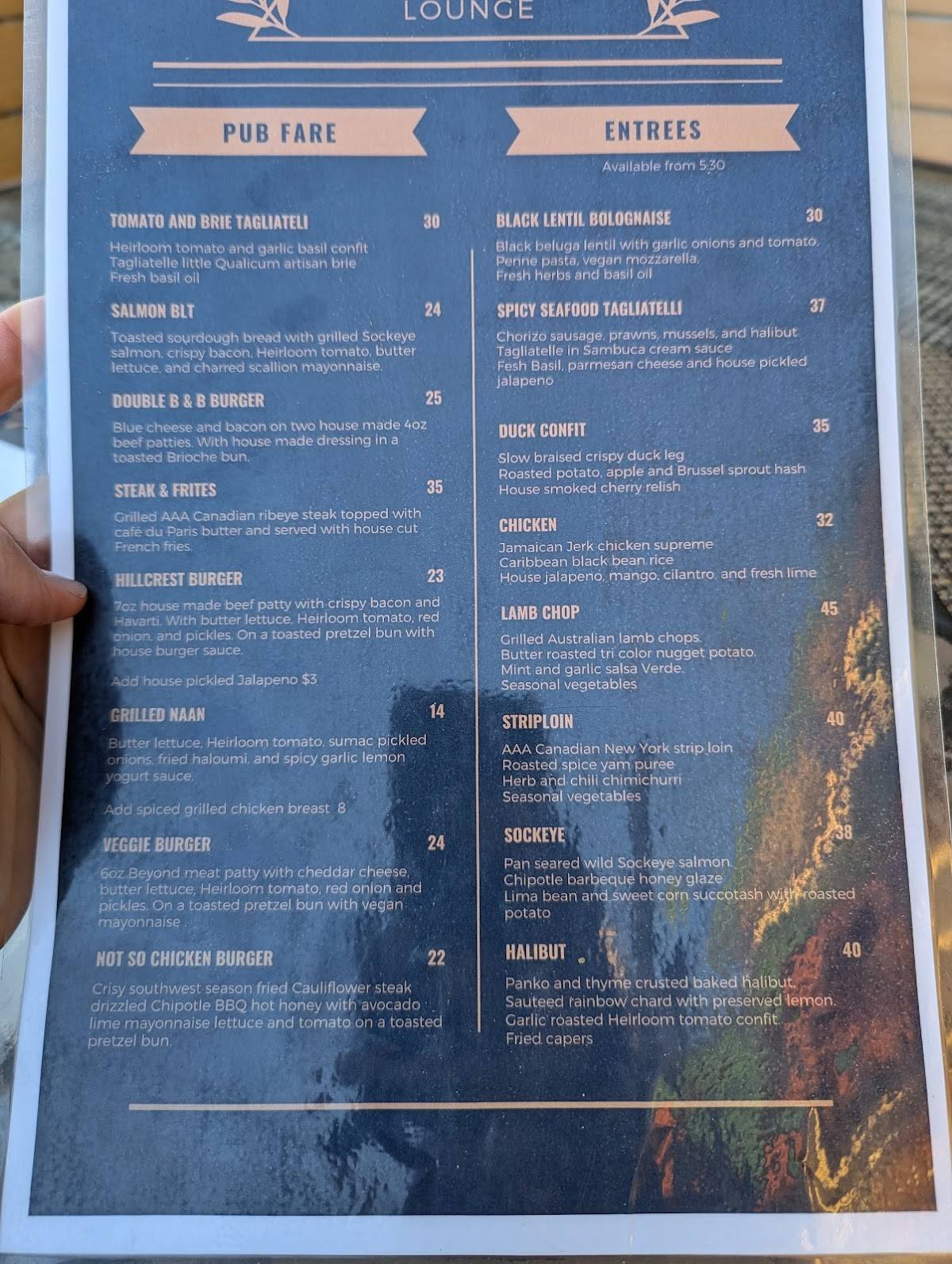 Menu at Begbie room & Guides Lounge restaurant, Revelstoke