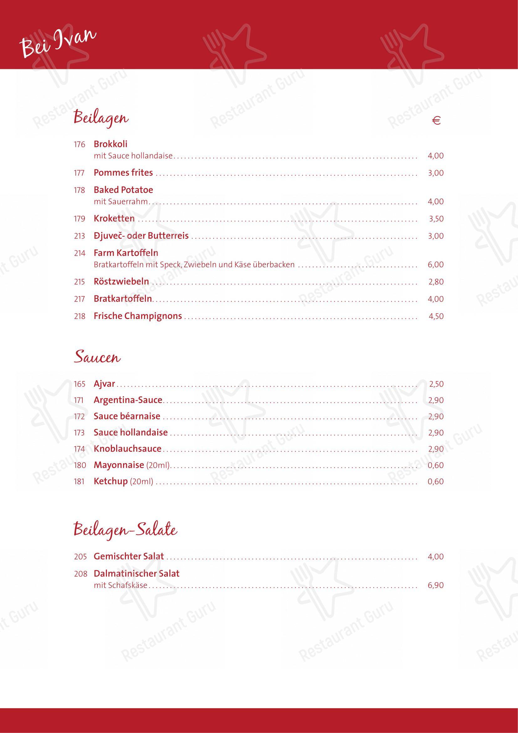 Speisekarte von Bei Ivan restaurant, Marl