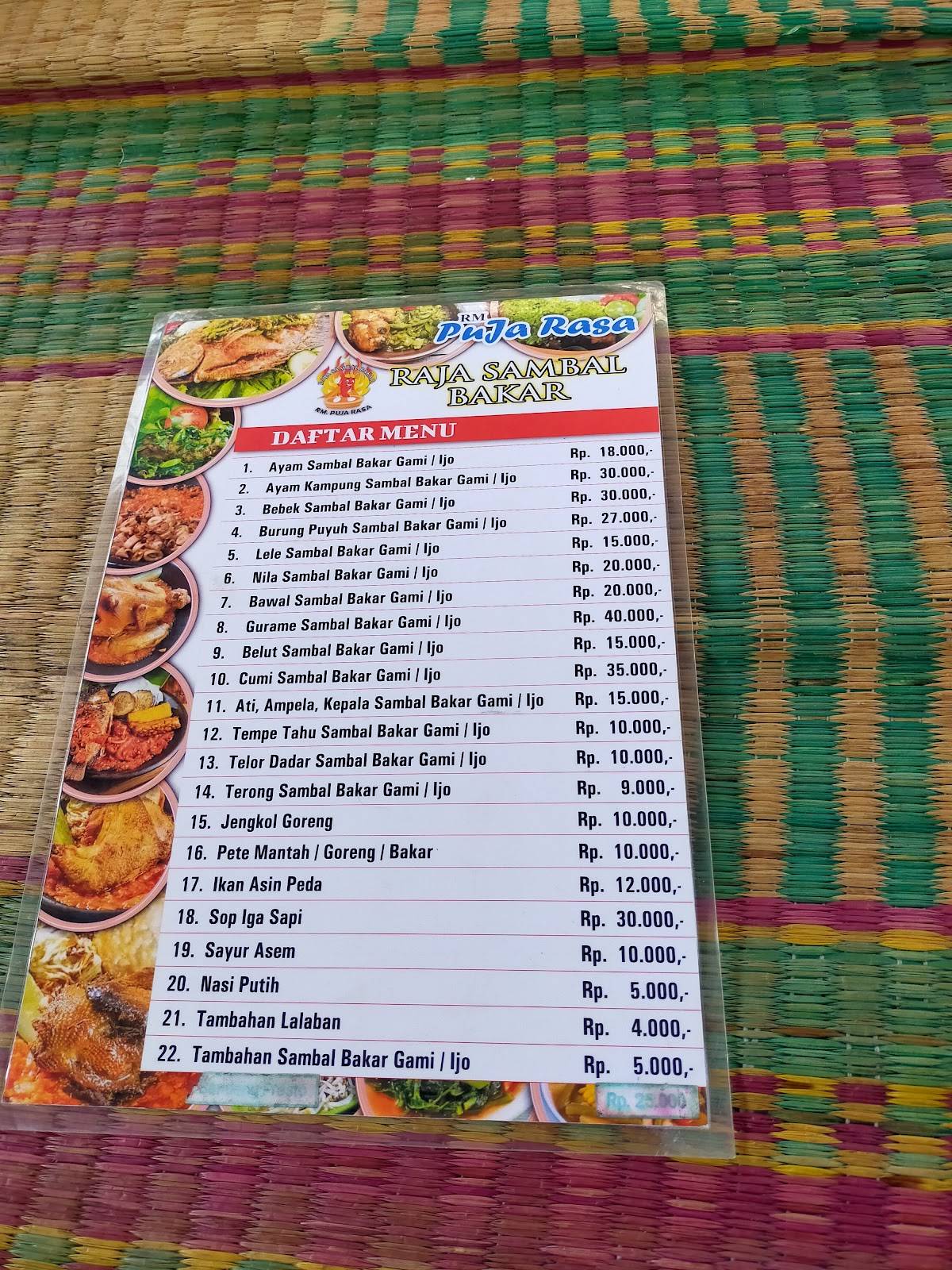 Menu at Raja Sambal - RS. Puja Rasa Cikarang restaurant, Bekasi Regency
