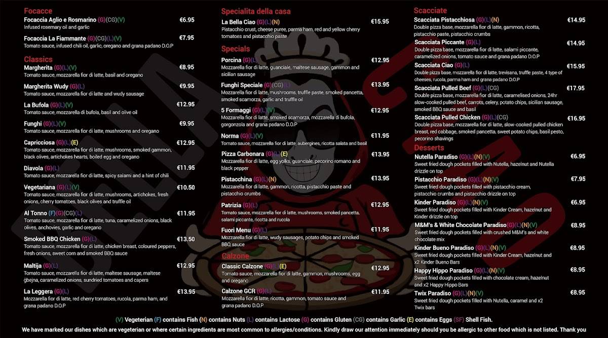 Menu at Bella Ciao Pizzeria, Marsaskala