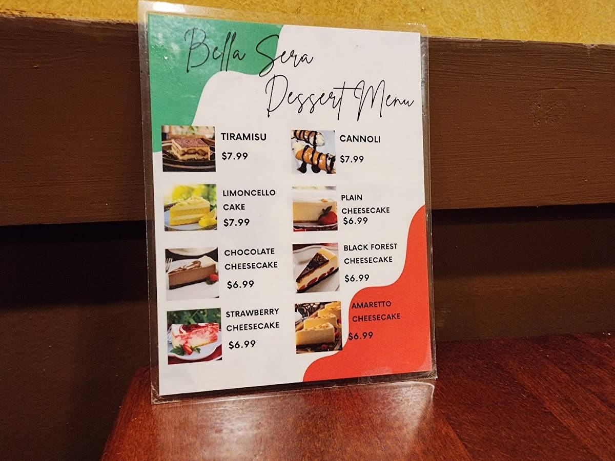 Menu at Bella Sera of Kerrville, Inc. restaurant, Kerrville