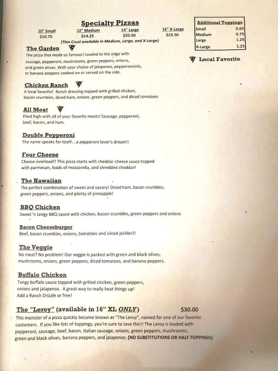 Menu at Bello's Pizza pizzeria, Madison, 216 E Main St